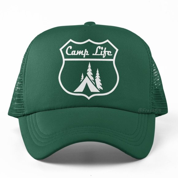 Accessories | Camp Life Dark Green Foam Trucker Hat Mesh Snapback Cap ...